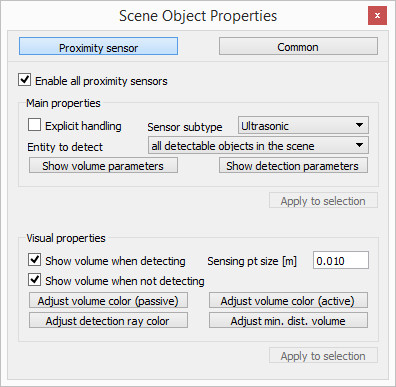 Proximity sensor properties
